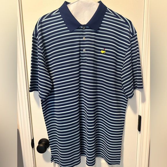 Masters | Shirts | Masters Golf Polo Navy Blue Stripes Xxl | Poshmark
